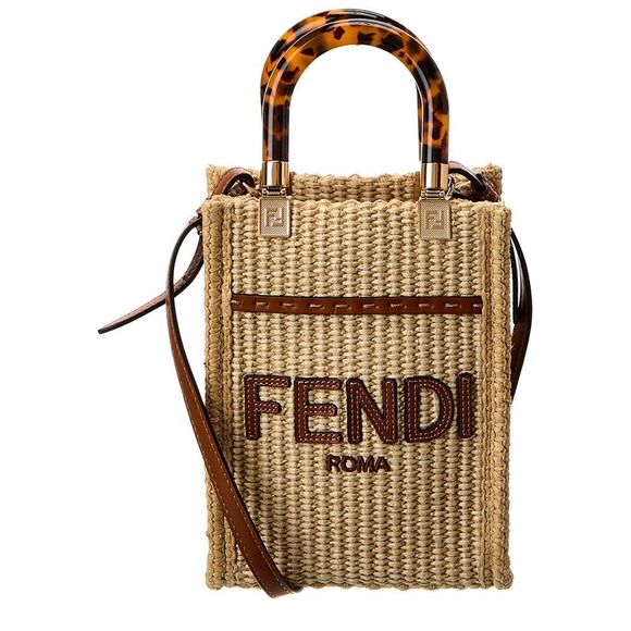 Fendi | Bags | Fendi Sunshine Mini Straw Leather Tote | Poshmark